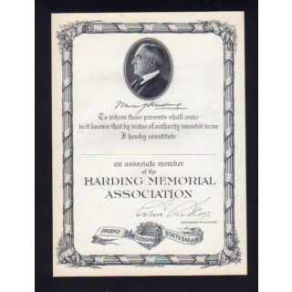 Warren H. Harding Original Memorabilia Collectibles