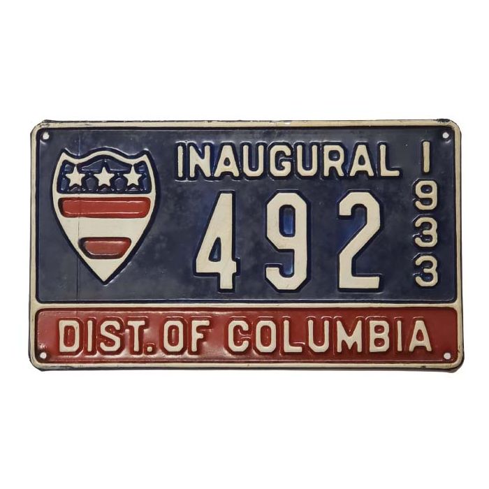 Rare Franklin Roosevelt 1937 Inauguration License Plate