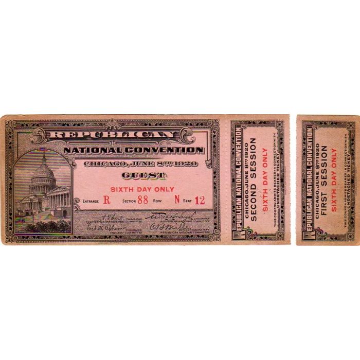 1920 Republican National Convention Ticket
