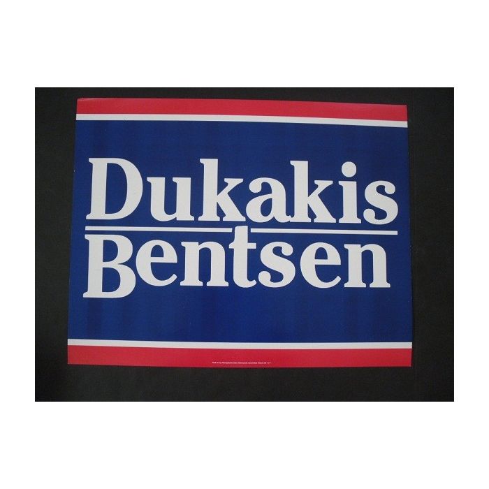 Large 1988 Dukakis Bentsen Campaign Poster