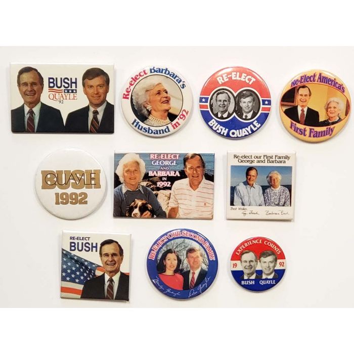 Collection of 10 Different George Bush Campaign Buttons