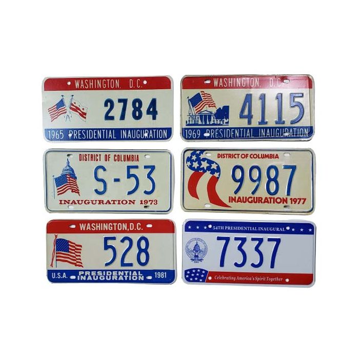 Set of 6 Different Official Inauguration License Plates