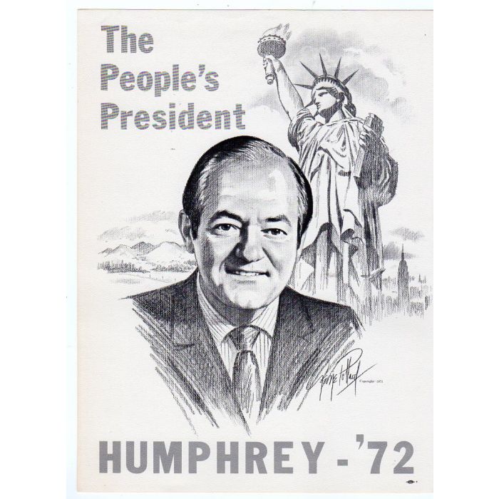 Original 1972 Hubert Humphrey The People's President Poster