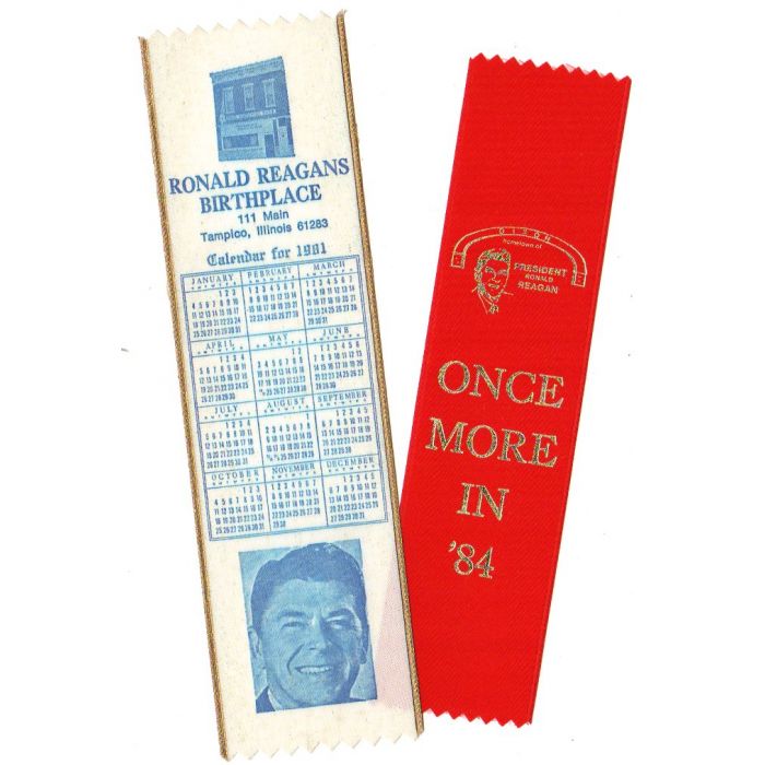 Two Original Ribbon Bookmark Ronald Reagan
