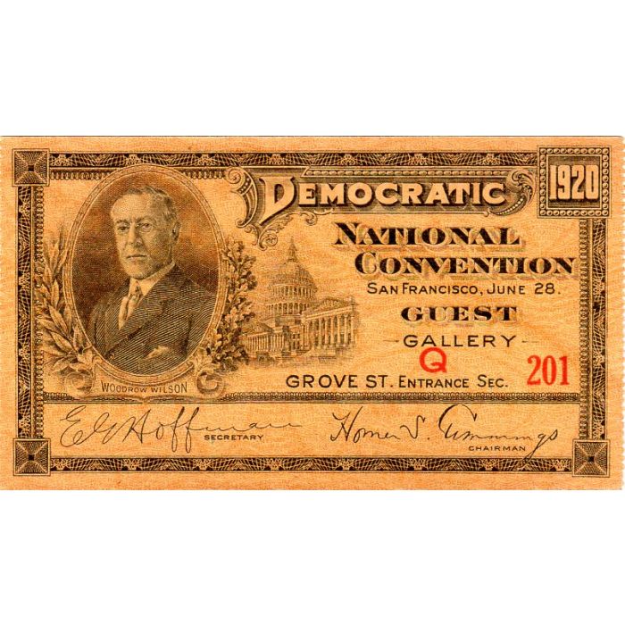 1920 Democratic National Convention Ticket