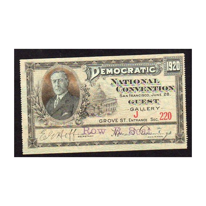 1920 Democratic Convention Ticket
