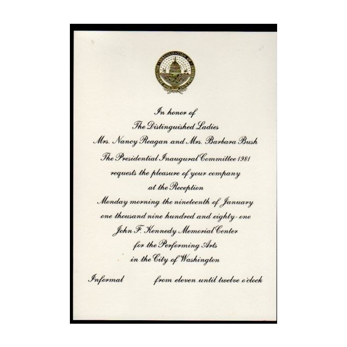 Ronald Reagan 1981 Inaugural Invitation
