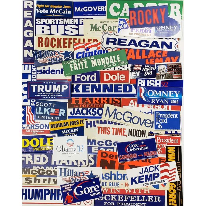 Collection of Political Campaign Bumper Stickers